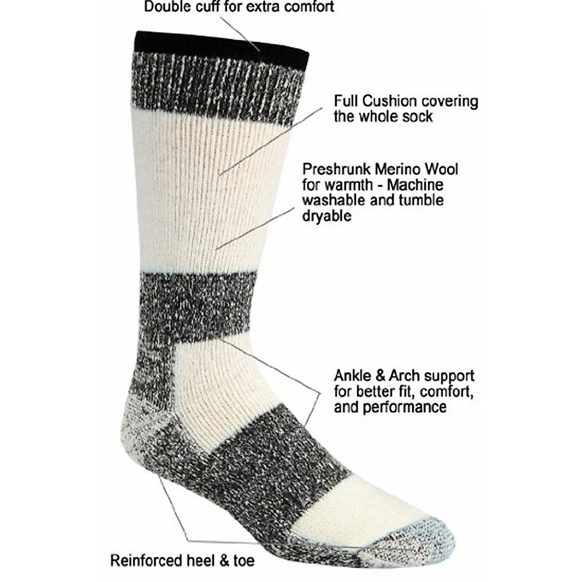 J.B. Field's Icelandic -30 Below XLR Winter Wool Socks (2 Pairs) (Medium (5-9 Shoe), Green)