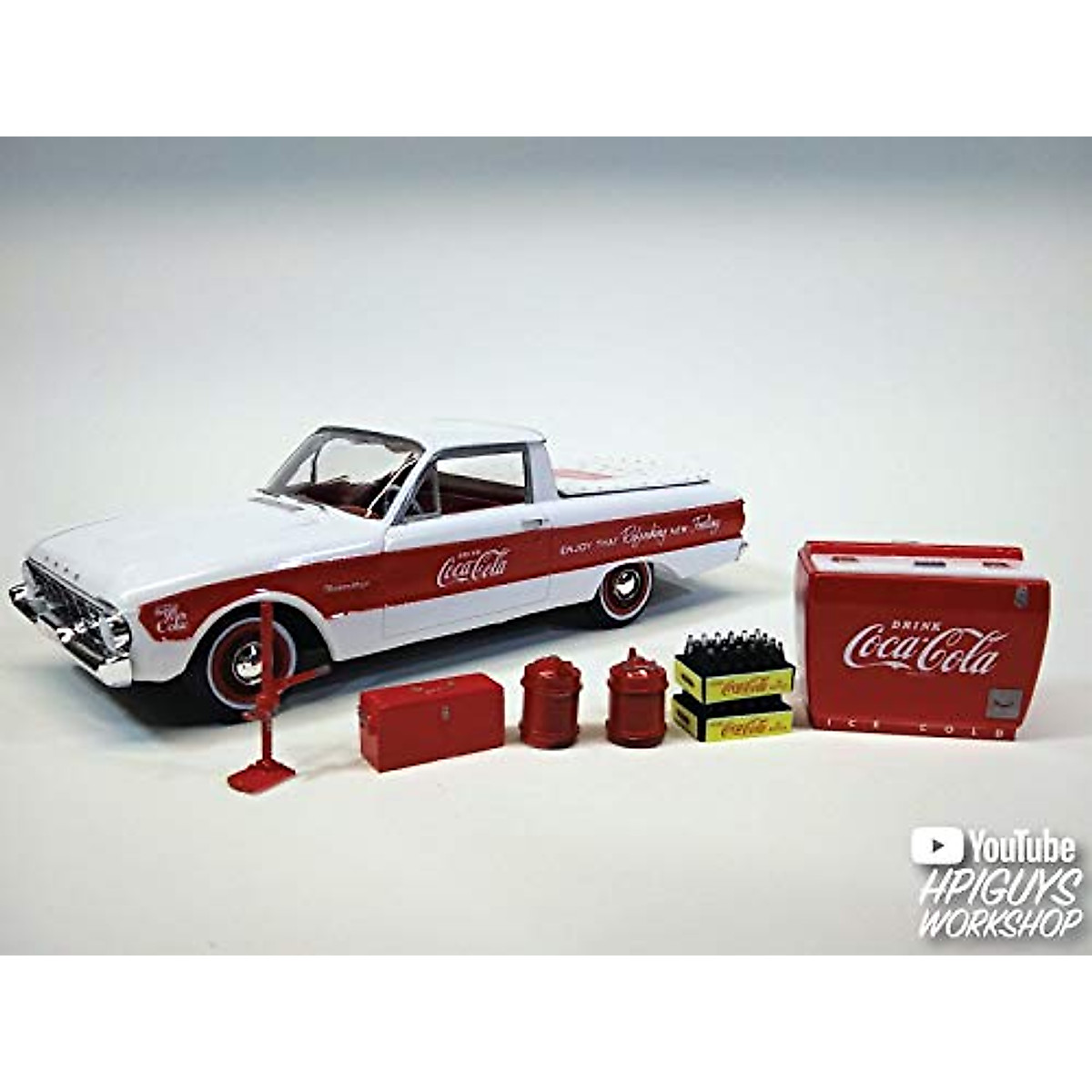 AMT 1960 Ford Ranchero w/Coke Chest (Coca-Cola) 2T 1/25th Scale Model Kit, White (AMT1189M)