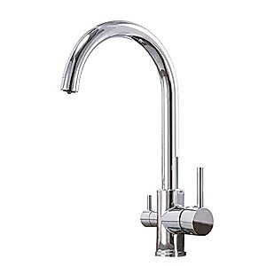 3 Way Kitchen Faucet for Filter Water System, Kitchen Taps Chrome Plated Brass Rotary Multifunction 3 in 1 Kitchen Sink Tap-B
