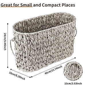 Bathroom Toilet Paper Roll Storage Basket, Bathroom Paper Storage, Toilet Paper Basket for 6 Mega Rolls, Toilet Paper Holder with Storage, Wicker Basket for Bathroom Accessories(Grey)