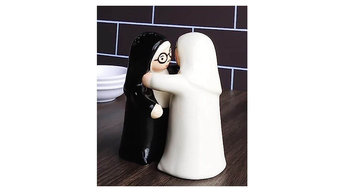 Dancing Nuns Salt and Pepper Shakers - Whimsical Religious Kitchen Decor