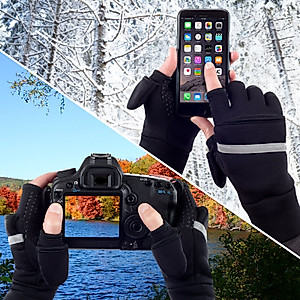 TrailHeads Womens Power Stretch Convertible Mittens,small/medium, Black