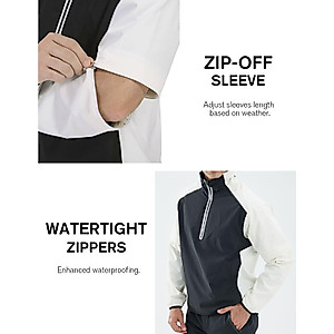fit space Waterproof Golf Rain Jacket for Men 20K Performance Lightweight Rain Jackets for All Sports (White-half-zip, XX-Large)