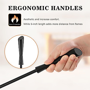 Gtongoko 5 Pcs Fireplace Tools Set 32" Black Wrought Iron Large Fire Tool Set for Outdoor/Indoor Include Chimney Poker, Rustic Tongs, Shovel, Antique Brush and Stand Accessories Set