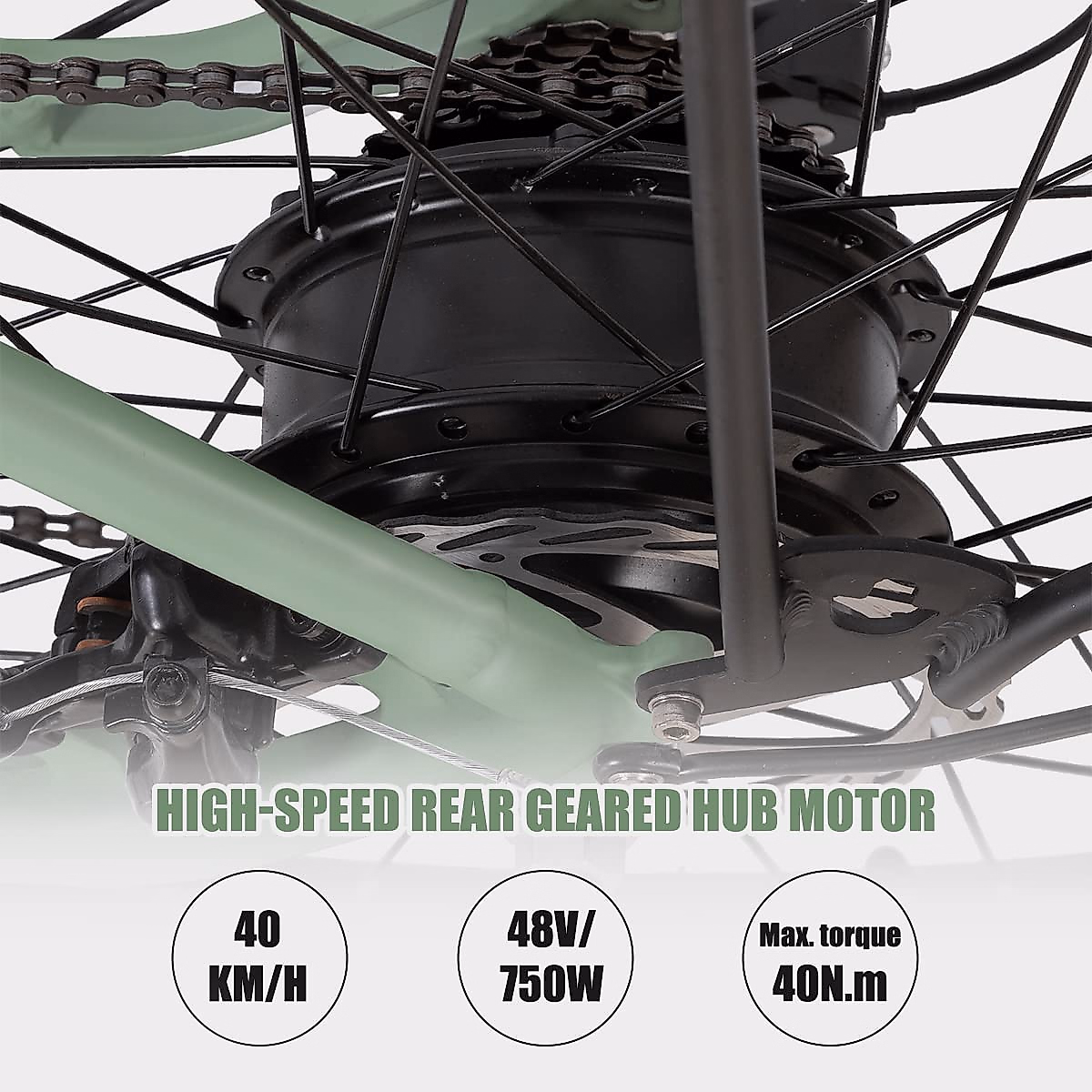 HILAND Electric Mountain Bike for Adults, 750 Watt 48 Volt Motor Off Road Electric Bicycle, Mens 26" 4.0 Fat Tire E-MTB High Speed 40km/h Bike