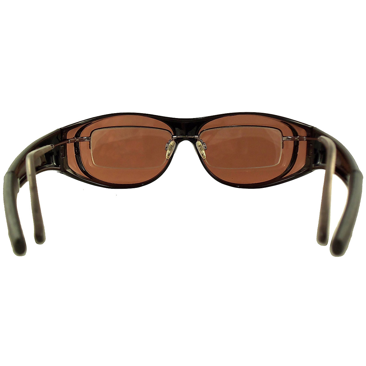 Ideal Eyewear Sun Shield Blue Blocking Fit Over Sunglasses HD Copper Lenses - Wear Over Glasses - Wrap Around (Black Frame, Large)