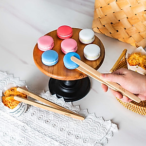 Reusable Classic Bamboo Toast Tongs - Wood Cooking Tong,Ideal for Toaster,Fruits, Bread & Pickles, Kitchen Utensil For Cheese Bacon Muffin Fruits Bread - 8" Long | Set of 2