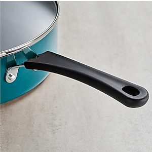 Tramontina 5.5 Qt Covered Nonstick Saute Pan Whith Glass Lid Jumbo Cooker, Premium long-lasting PFOA-free Teflon Profile nonstick coating., Teal