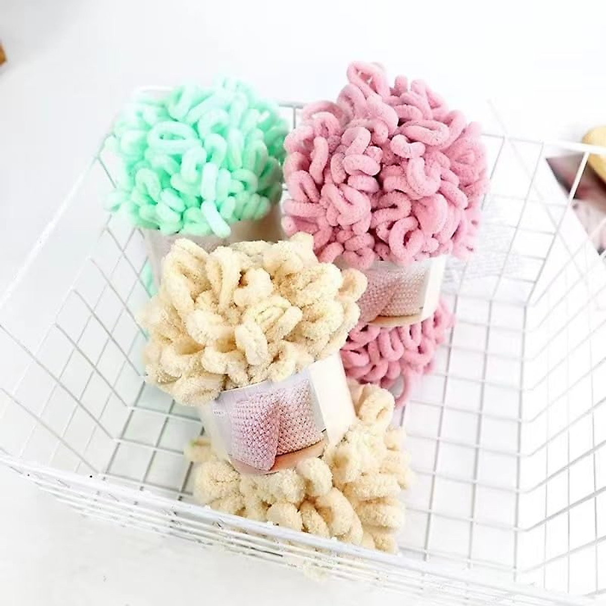 2 Balls Puffy Loop Finger Yarn Wool Hand Braid Rope Knitting Thick Velvet Rainbow Yarn (Color : Color 5)