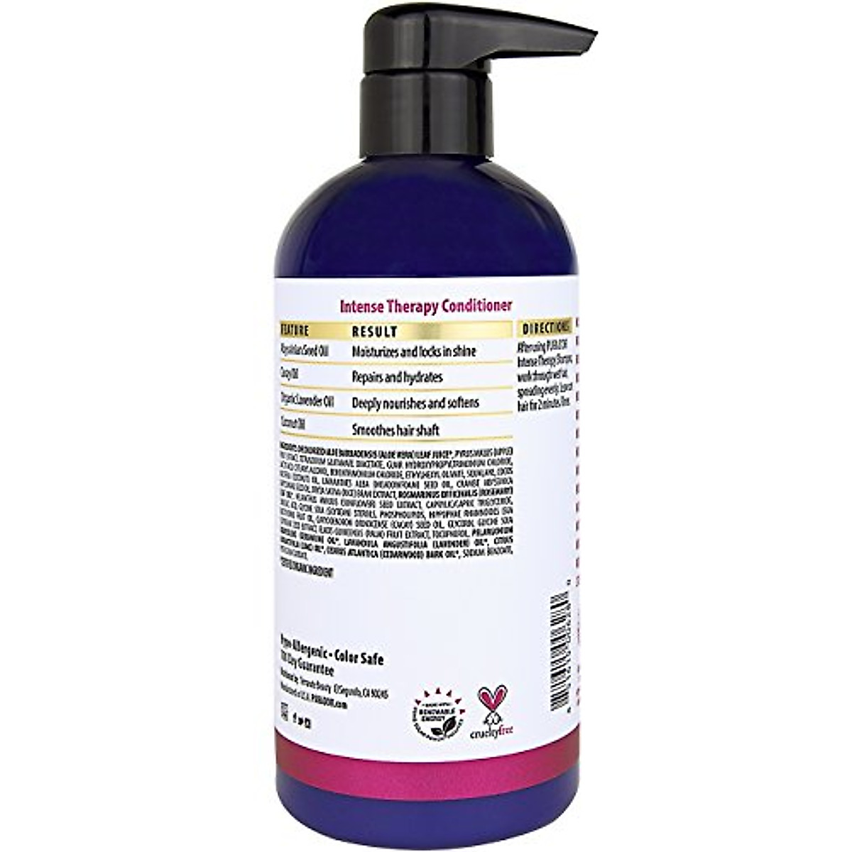 PURA D'OR Intense Therapy Conditioner (16oz) Repairs Damaged, Distressed, Over-Processed Hair, Infused with Select Natural Ingredients, Sulfate Free, All Hair Types, Men & Women