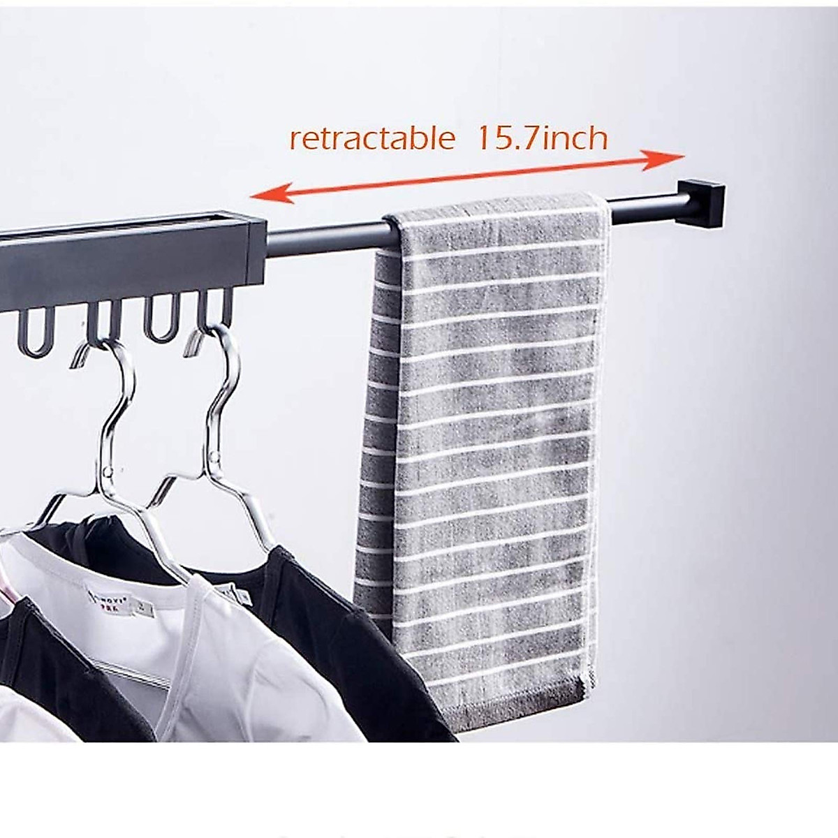ZXFF Wall-Mounted Clothes Drying Rack, Suitable for Indoor and Outdoor Telescopic Clothes Poles, Can Be Rotated 180° Left and Right to Save Space (Color : B)
