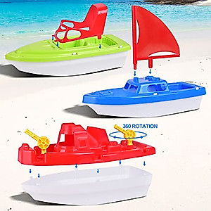 FUN LITTLE TOYS 3 PCS Bath Boat Toy Yacht Pool Toy Speed Boat Sailing Boat, Floating Toy Boats for Bathtub Bath Toy Set for Baby Toddlers, Birthday Gift for Kids