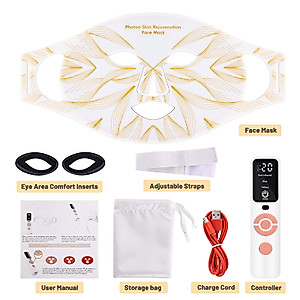 Meifuly Light Therapy Face Mask, Red Blue Yellow L ED Face Mask, Reduce Fine Lines and Wrinkles, Advanced Bendable and Portable Design