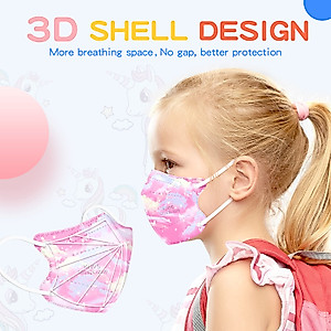 FENFEN Kids KN95 Face Mask Disposable - Kid Unicorn, Children Small Size Age 4-12 5 Layer Protection Breathable Girls Kids Mask 50 Pack Individually Wrapped Mascaras Para Niños