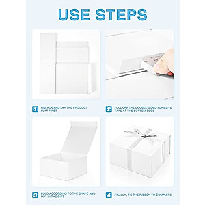 MESHA 8X8X4 Magnetic Gift Box,1PC Gift Box Magnetic Closure,White Gift Boxes with Lids for Keepsakes Jewelry Photography Coffee Mugs Home Ogranization