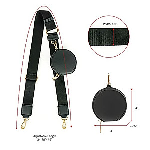 EVVE Wide Replacement Straps for Handbags with Coin Purse - For Over Shoulder Crossbody Bag, Guitar Style, Adjustable Length