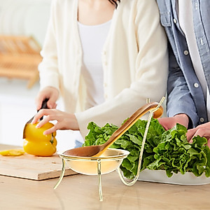 Hemoton Standing Spoon Rest Stainless Steel Spoon Rset Spoon Ladle Holder Scoop Storage Rack Skimmer Spoon Stand Kitchen Utensil Organizer for Home Restaurant Coffee Spoon Holder