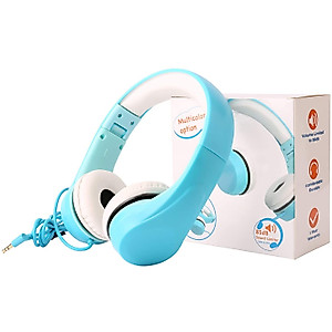 KPTEC Kids Headphones, Wired Girls Headphone with Microphone 93dB Volume Limited, On-Ear Foldable Headset for School Students/Toddler/Children/iPad/Tablet, 3.5mm Jack, Pink