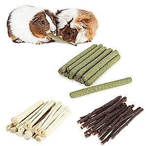 NEREIDS NET 300g Hamster Natural Snack Kit Apple Sticks, Teeth Grinding Toy, Timothy Hay Sweet Bamboo Chew Teeth Care Wood Toys for Gerbil Bunny Chinchilla Guinea Pig Pets Food