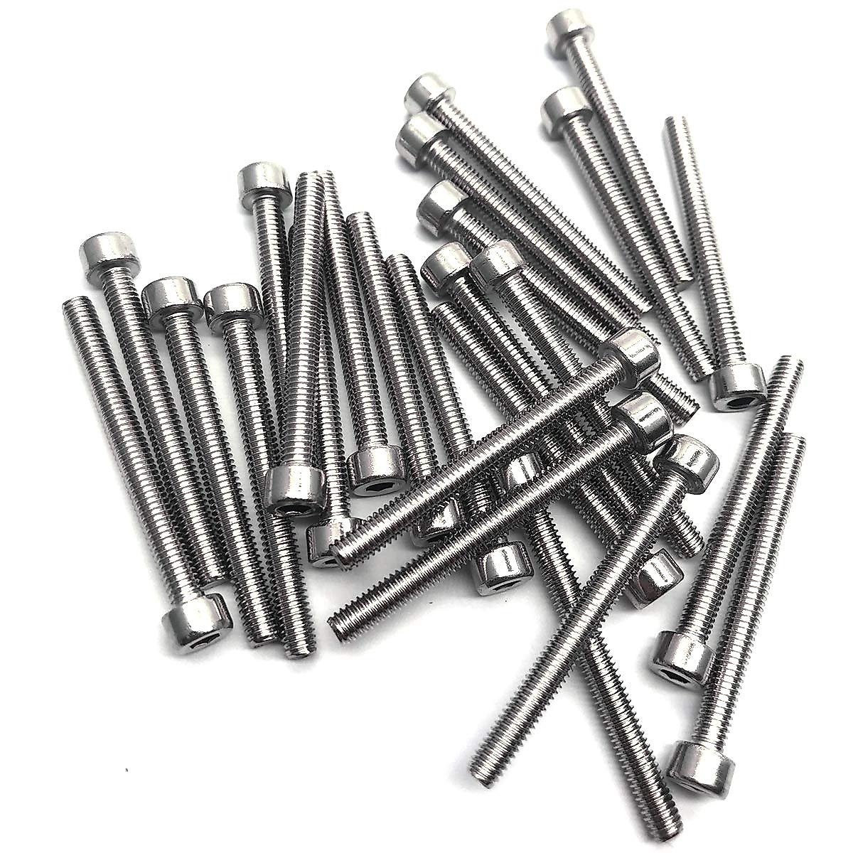 NGe M3 X40MM Stainless Steel Socket Head Cap Screw, Allen Socket Drive,Full Thread,Machine Thread for Full Thread, Shiny Surface, Machine Thread(M3x40MM,50Pcs,Silver)