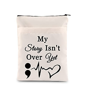 Zuo Bao Semicolon Book Pouch Semicolon Gift My Story Isn't Over Yet Suicide Awareness Book Sleeve Inspirational Gift Keep Going Gift（My Story Isn't Over Yet）