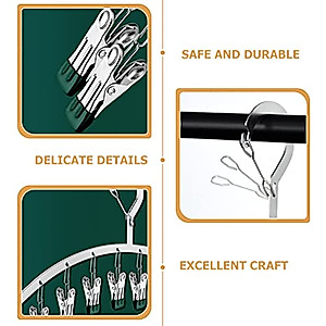 Alipis Metal Hangers Laundry Drying Rack Stainless Steel Sock Dryer Hanger with 10 Clips Windproof Underwear Drip Hangers for Baby Clothes Bras Hat Towels Diapers Hat Hanger(Hook Style Random)