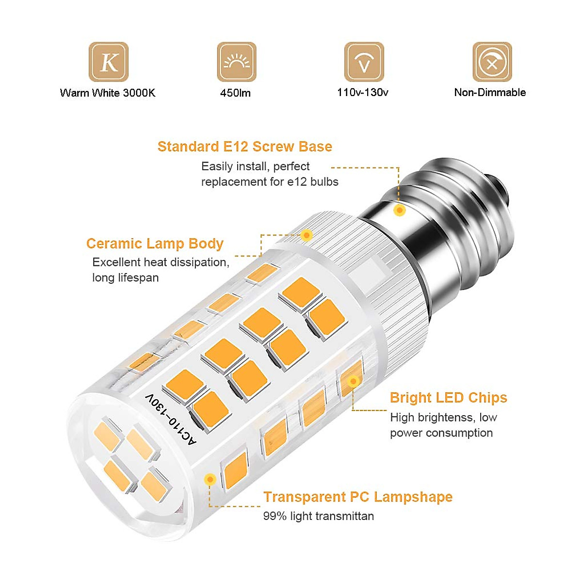 Amazing power E12 LED Bulbs, 5W LED Candelabra Bulbs 50W Equivalent Candelabra Base Light Bulb for Chandelier Lighting Warm White 6-Pack