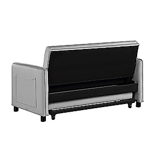 WEALTHOME Contemporary Microfiber Sleeper Sofa - Full-Foam Cushioned, Multi-Functional Loveseat with Pull-Out Bed - Ideal for Hosting & Everyday Comfort in Modern Living Spaces (Grey)