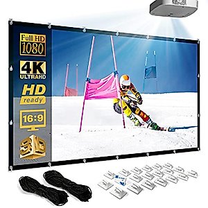 Shop Square Projector Screen - 120 inch Projector Screen for Outdoor Theater, Movie Viewing, Camping, Indoor Use - Foldable, Anti-Crease, Double-Sided Projection Monitor - 20 Hooks & 2 Ropes Included