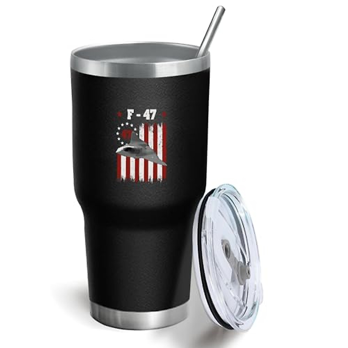 liabiliies Coffee Tumbler 30 oz F47 Fighter Jet F-47 Jet Fighter Aircraft Tumbler with Lid and Straw Insulated Tumblers Stainless Steel Tumbler Funny Gifts