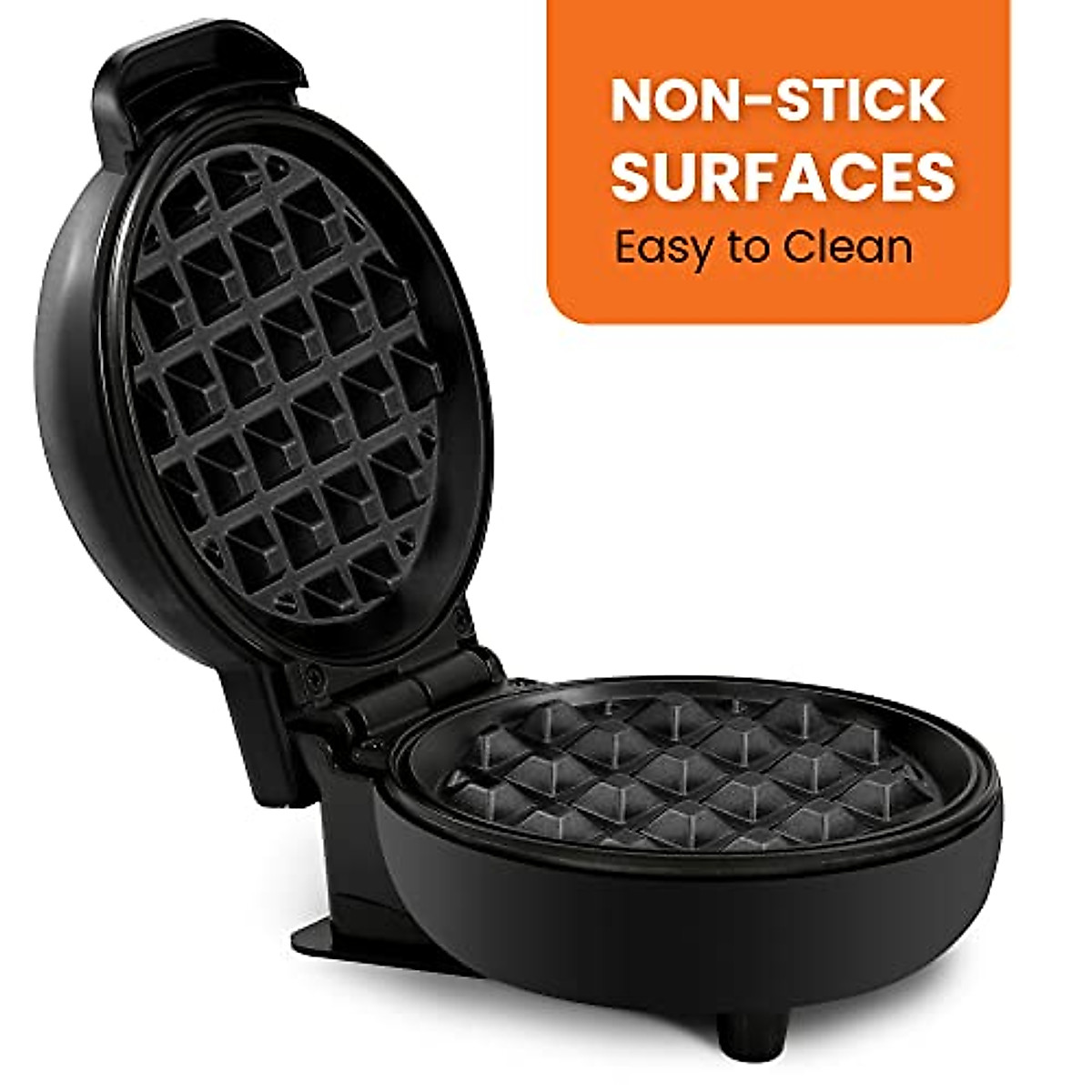 Elite Gourmet EWM013B Electric Nonstick Mini Waffle Maker with 5-inch cooking surface, Belgian Waffles, Compact Design, Hash Browns, Keto, Snacks, Sandwich, Eggs, Easy to Clean, Black