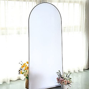 Efavormart 6ft White Spandex Fit Round Top Backdrop Frame Stand Cover, 2-Sided Wedding Arch Cover