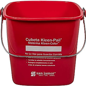 San Jamar KP196KCRD Kleen-Pail Commercial Cleaning Bucket, 6 Quart, Red