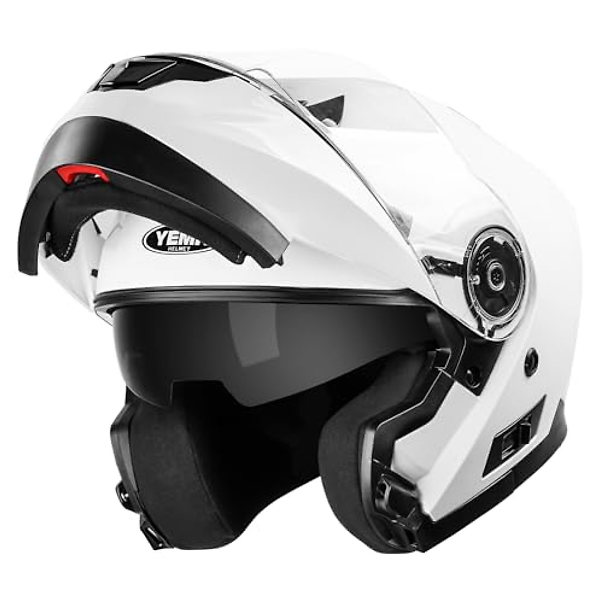 YEMA Modular Motorcycle Helmets, DOT Approved Full Face Motorcycle Helmet with Flip Up Dual Visor, Helmets for Adults Motorcycle Men Women Helmets for Street Scooter ATV E-bike - YM-926 White