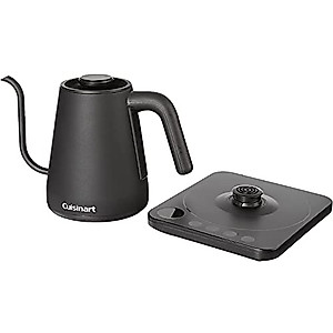 Cuisinart GK-1 Digital Goose Neck Kettle, Precision Gooseneck Spout Designed for Precise Pour Control that Holds 1-Liter, 1200-Watt Allows for Quick Heat Up, Stainless Steel,Black