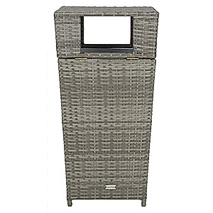 Safavieh Outdoor Collection Mazeli Grey Wicker Trash Bin