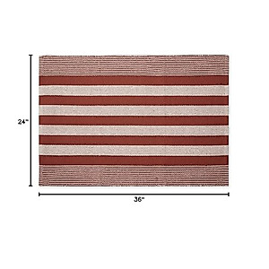 DII Woven Rag Rug Collection Recycled Yarn Cabana Stripe, 2x3', Cinnamon