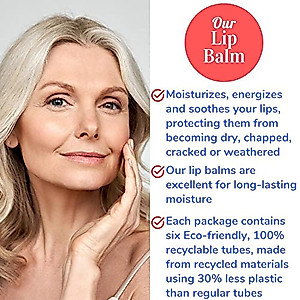 Unflavored Lip Balm for Dry Cracked Lips - Organic Beeswax Lip Moisturizer - Lip Repair For Severely Chapped Lips - Hydrating Moisturizing Lip Care Products - 6 Pack Bulk Set for Kids, Women, Men