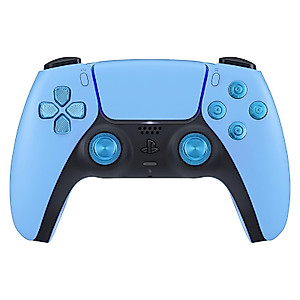 TOMSIN Metal Buttons Replacement Kit for PS5 Controller – Aluminum Thumbsticks & O X Square Triangle & Dpad Buttons Accessories Compatible with PlayStation 5 DS Controller (Blue)