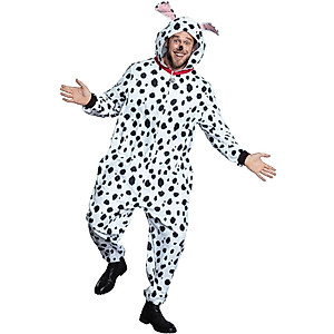 Amscan Dalmatian Zipster Adult Plus XXL - Stylish & Cozy Hooded One-Piece Suit in White & Black Polyester - Perfect Costume or Loungewear - Pack of 1