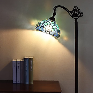 COTOSS Tiffany Reading Floor Lamp,Stained Glass Gooseneck Floor Light for Reading,Antique Style Tall Standing Lamp for Living Room Bedroom and Office