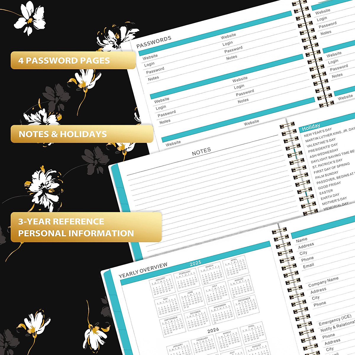 2023-2024 Monthly Planner - 18-Monthly Planner from January 2023 - June 2024, Monthly Planner 2023-2024 with Tabs, 9"x 11" Calendar Planner with Pocket, Contacts, Passwords Pages