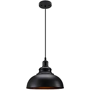 Asnxcju Farmhouse Pendant Light, Black Metal Pendant Light Fixtures, Industrial Vintage Adjustable Hanging Ceiling Light Fixture for Kitchen, Barn, Dining Room, Sink (1 Pack)