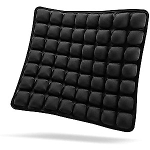 SUNFICON Air Cushion Inflatable Chair Air Seat Cushion Car Portable Breathable Comfort Cushion Office Wheelchair Pad Orthopedics Pain Pressure Relief Cushion Camping Seat Mat 18 x 16 x1 in Black