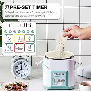 TLOG Mini Rice Cooker 2 Cups Uncooked,1.2L Portable Rice Cooker, Travel Rice Cooker Small for 1-2 People, Personal Rice Cooker, Food Steamer, Multi-cooker for Brown Rice, White Rice, Soup,Keep Warm