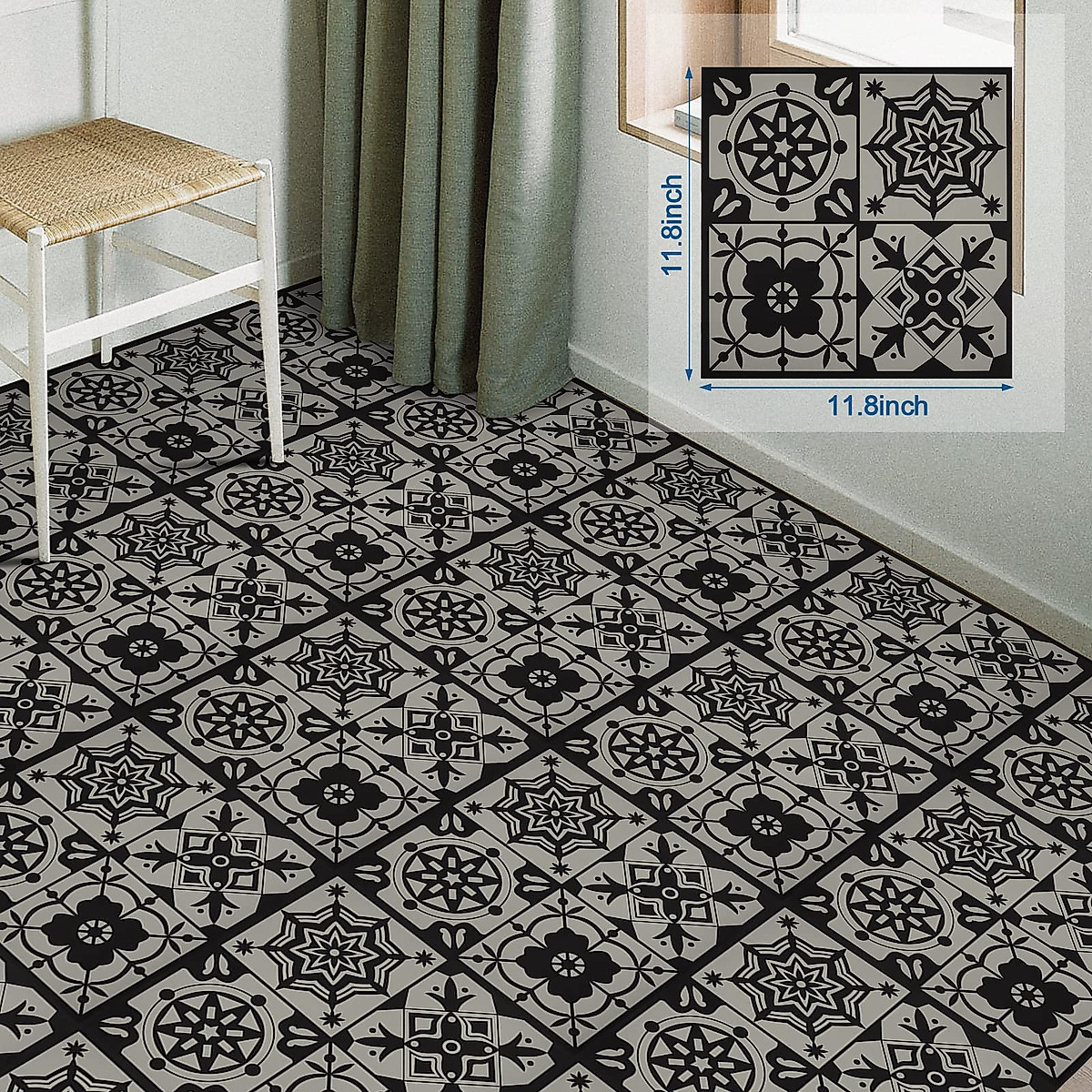 RomDeco 10 Pieces Peel and Stick Flooring, 11.8in X 11.8in Vinyl Flooring for Bathroom