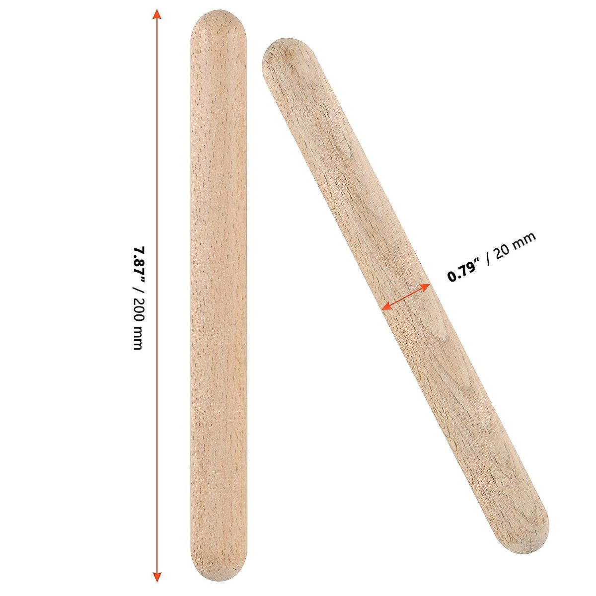 SINJEUN 16 Pair (32 Pack) Wooden Rhythm Sticks, 8 Inch Classical Wood Claves Musical Percussion Instrument, Natural Hardwood Music Lummi Sticks for Student, Musicians