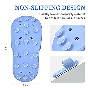 TATBOOMU Shower Foot Scrubber,Soft Silicone Bristles with Non-Slip Suction Cups - Cleans,Smooths,Exfoliates & Massages Your Feet Without Bending,Improve Circulation & Soothes Tired Feet (1PCS Blue)