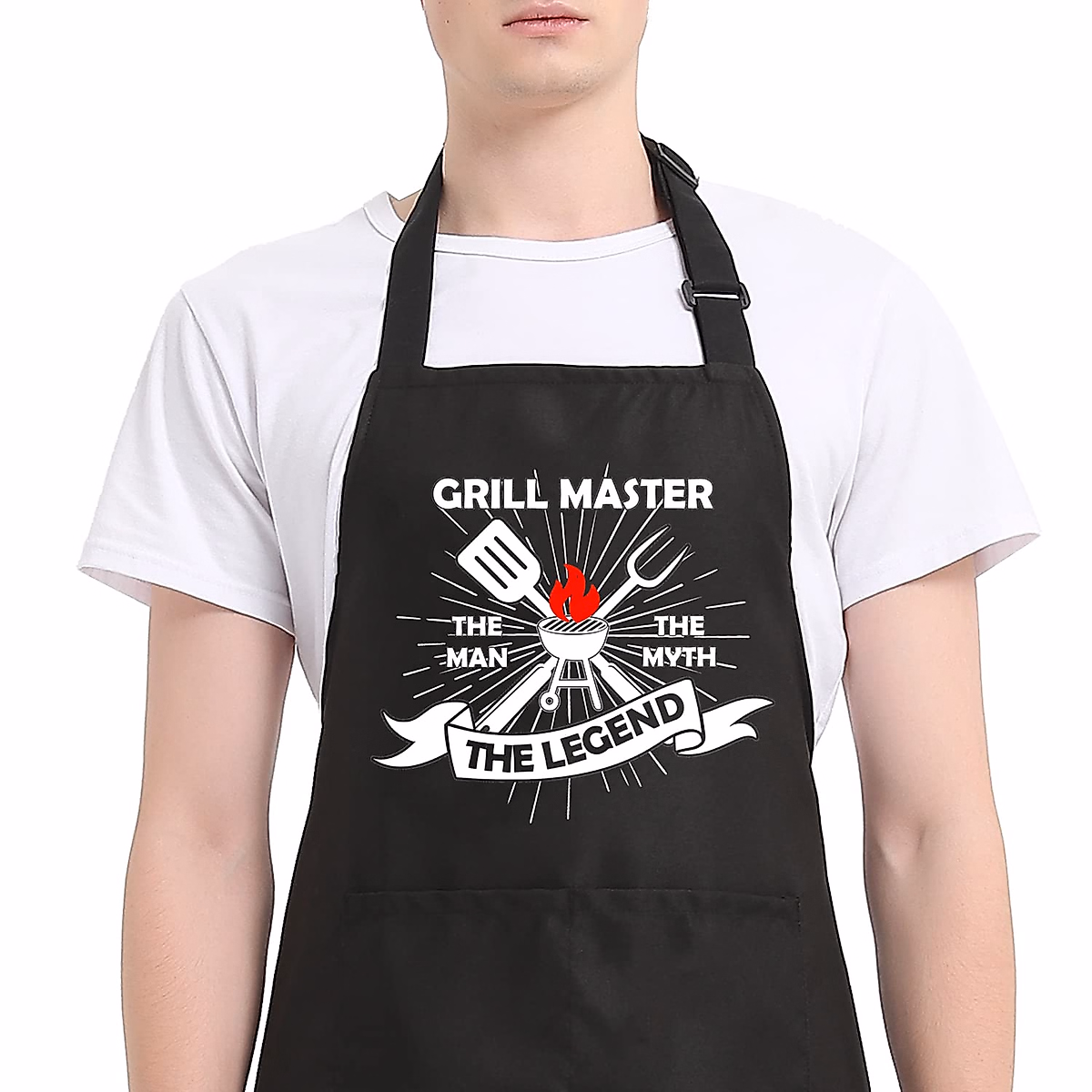 Oxpaynop Funny Grill Aprons for Men, Dad Apron for Grilling, Grill Master Gifts for Men BBQ Cooking Chef Gift for Birthday Fathers Day (Grill Master)