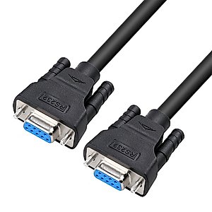 DTech DB9 RS232 Serial Cable Female to Female Null Modem Cord Full Handshaking 7 Wire Crossover for Data Communication (1.5 Feet, Black)